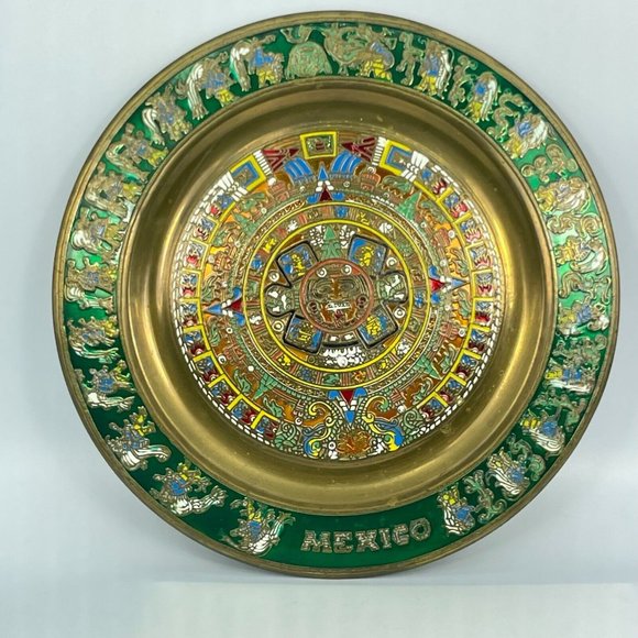 unbranded | Accents | Mayan Aztec Enameled Brass Display Disc Wall ...